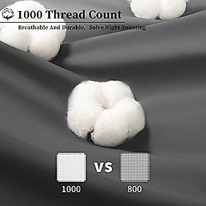 100% Egyptian Cotton Sheets Queen Size,1000 Thread Count Luxury Heavy Bed Sheets Set,Hotel Quality Sateen Weave,Very Smooth Soft with 18" Deep Pocket Sheets 4Pc Set (Charcoal Grey, Queen)