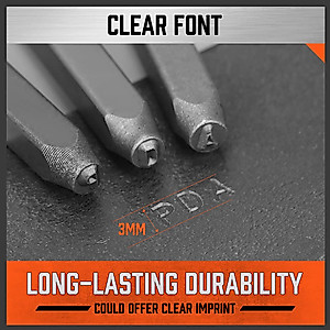 HORUSDY 37-Piece Number and Letter Stamp Set 1/8 (3mm) (A-Z & 0-9 + Love) Punch Perfect for Imprinting Metal Stamping kit, Plastic, Wood, Leather.