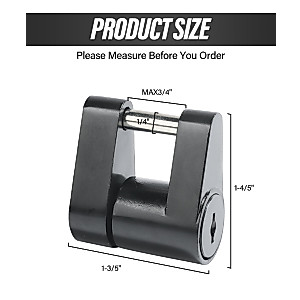 ESEWALAS Trailer Tongue Coupler Lock,Trailer Tongue Coupler Lock Pin,Dia 1/4 Inch,3/4 Inch Span,Security Full Protection Towing Power Hauling,Trailer Hitch Lock (Black)