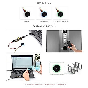 Waveshare Round 2D Codes Scanner Module, Barcode/QR Code Reader, with LED Indicator, Small Size, Easy to Integrate