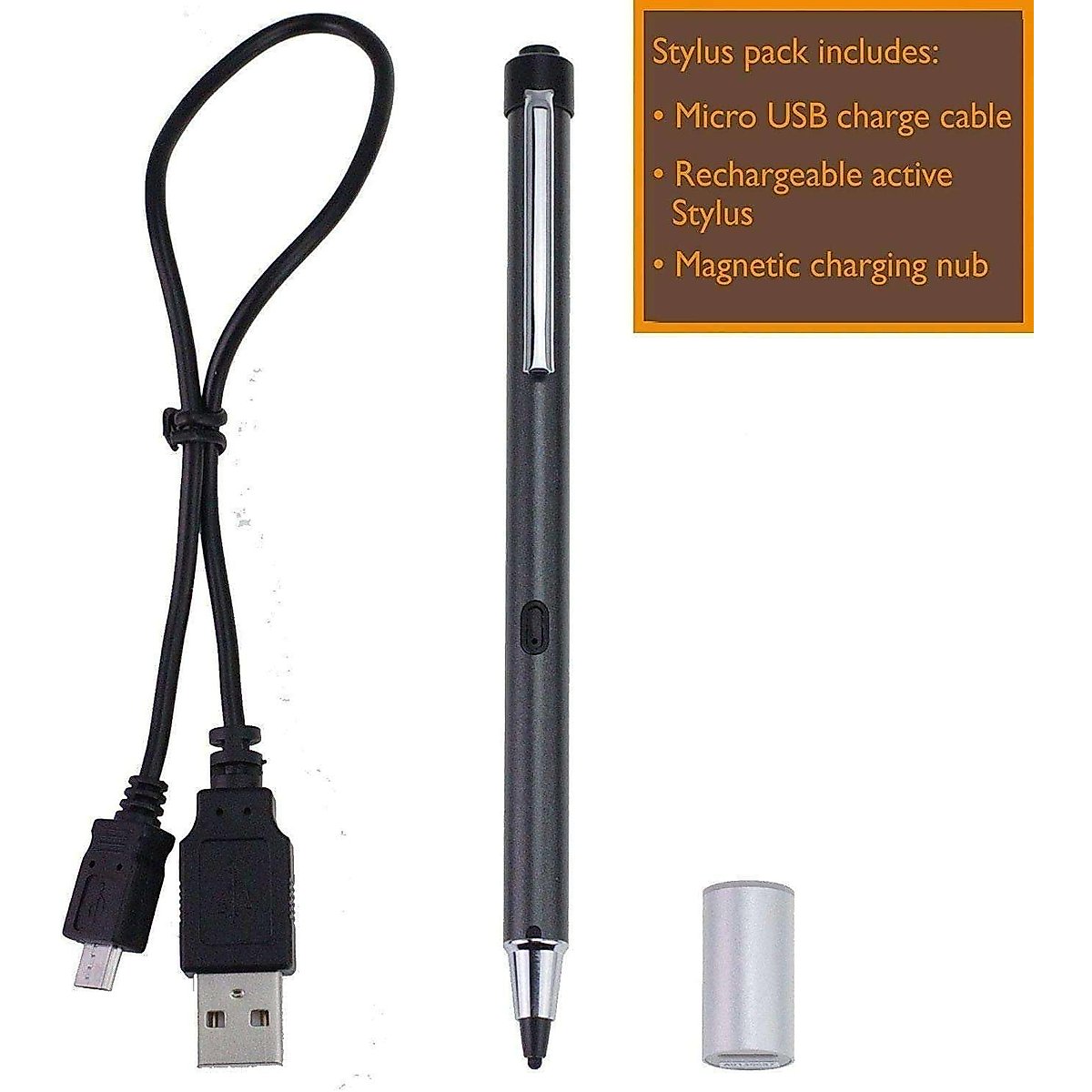 Broonel Grey Rechargeable Fine Point Digital Stylus - Compatible with Blackview TAB15 Android 12 Touchscreen 10.5" Tablet