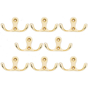 Ulifestar Coat Hook Coat Rack,Double Prong Metal Towel Hook Wall Hook for Hanging Clothes,Pants,Purse,Robe,Towel,Belt,Tie,Key,Mug,Cup,Wreath,Heavy Duty Rustic Bathroom Hanging Hooks,8Pcs (Gold)