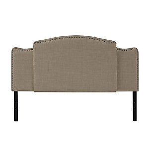 Ball&Cast Bed Headboard Fabric Upholstered Curved Top Design with Nails Full/Queen/King Size 3 in 1, Adjustable Burlap Set of 1