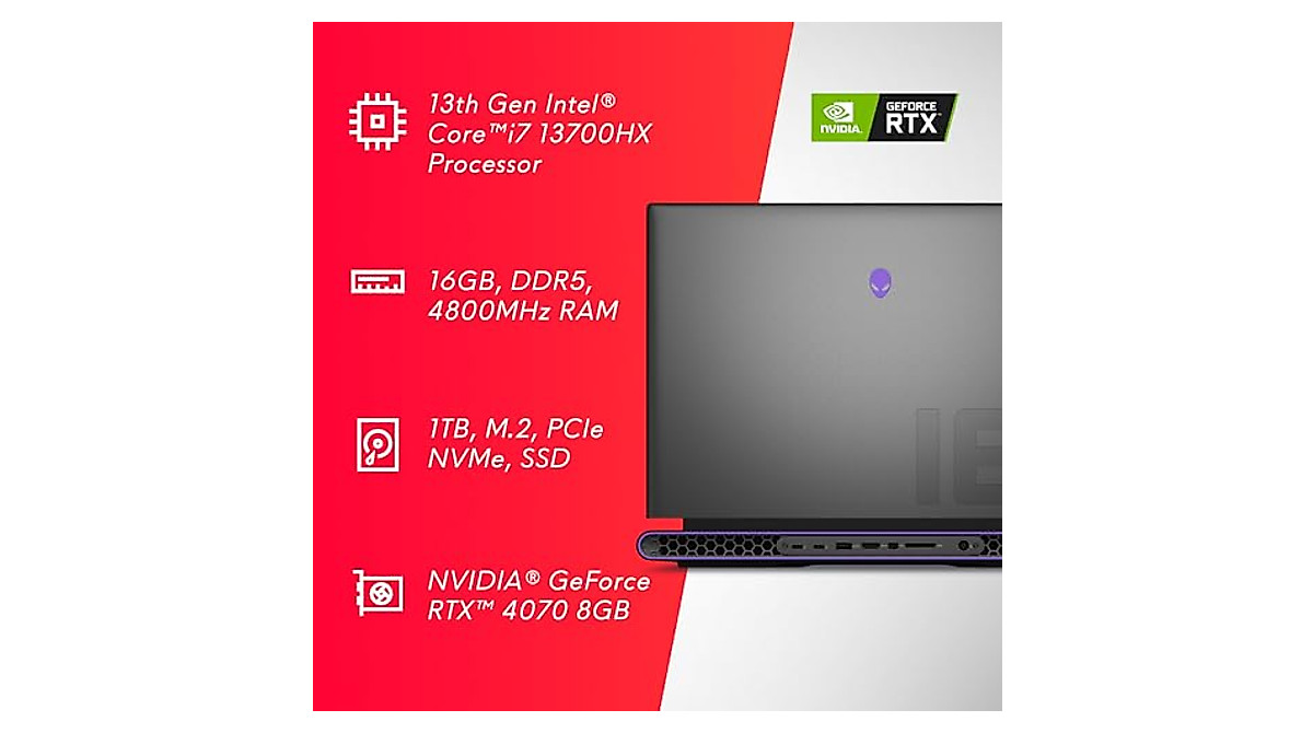 Alienware M18 Gaming Laptop QHD+ Display, Intel Core i7-13700HX, 16 GB ...