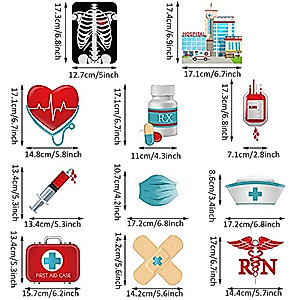 30 Pieces Nurse Party Decoration, Red and Blue Nurse Graduation Foil Ceiling Hanging Swirl Streamers for Medical RN Themed Party Nursing School Party Supplies