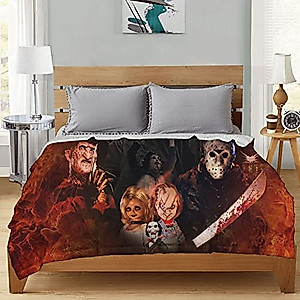 Horror Movie Character Lamb Blanket Soft Fleece Warm Fluffy Throws Blanket Fuzzy Plush Blanket Home Decor Halloween 80x60 in