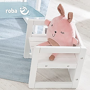 Roba: Country-Farmhouse Chair: White Wood - Chic Children’s Chair, Adjustable Seat Height, Converts Into A Table, Toddler & Kids, Ages 2+