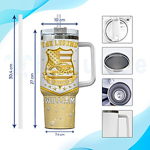 Hyturtle Police Gifts Personalized Thin Blue Line Tumbler US Flag Police Academy Graduation Gifts for Men Cops Officer Retirement 40 Oz Tumbler With Lid And Straw