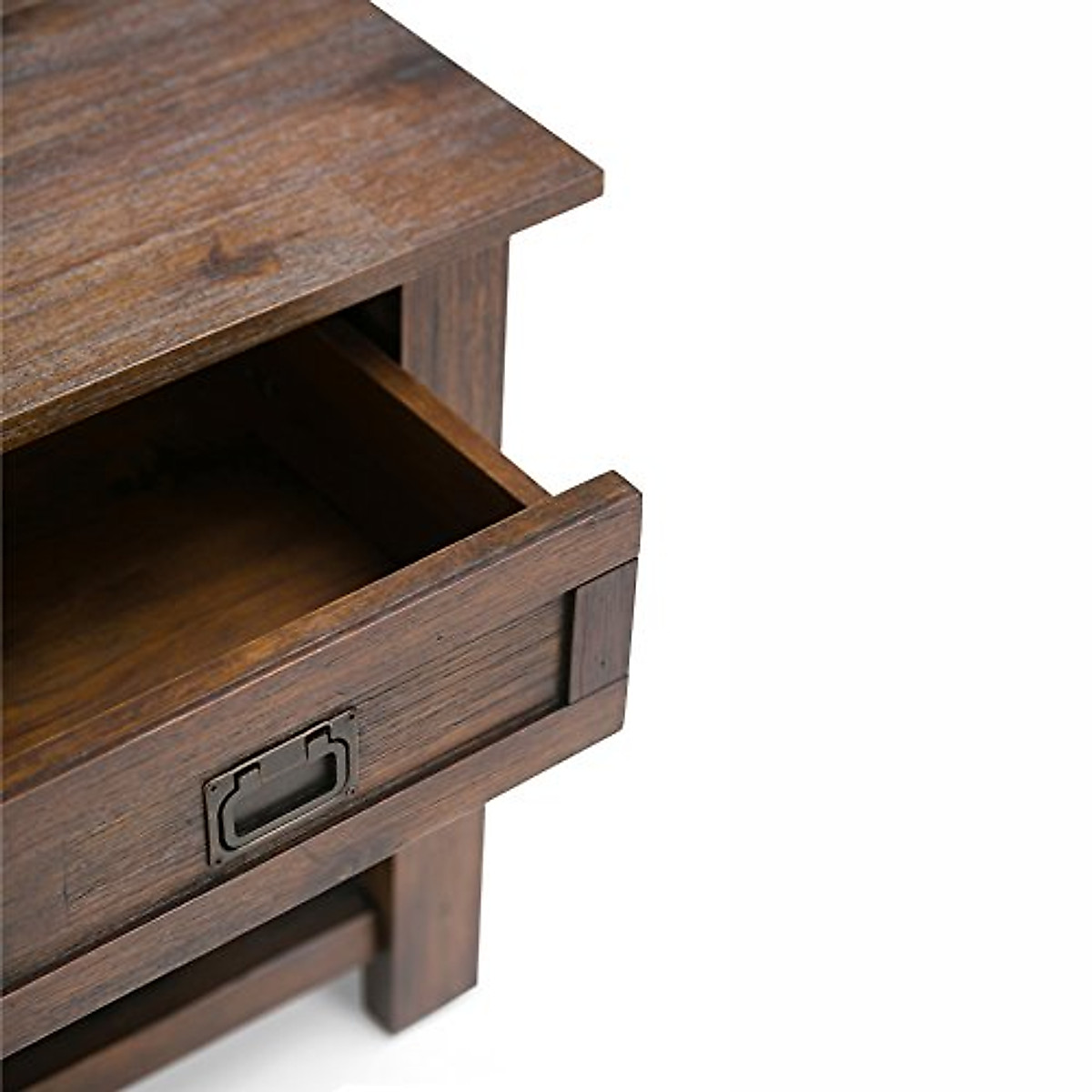 SIMPLIHOME Monroe Solid Acacia Wood 22 inch wide Square Rustic End Side Table in Distressed Charcoal Brown with Storage, 1 Drawer, for the Living Room and Bedroom