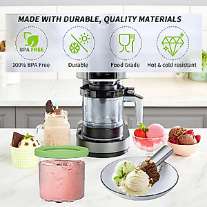 for Ninja Creami Pints and Lids - 4 Pack, Creami Extra Pint Containers Compatible with Nijana Creami NC301 NC300 NC299AMZ CN301CO Series Ice Cream Maker, for Ninja Creamy Pints containers Cups 16oz