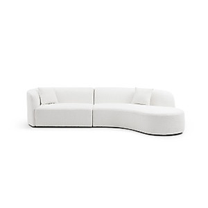 LyuHome 126" Curved Sofa Couch, Modern Boucle Couch, Comfy Cloud Couch, Luxury 4 Seat Cushion Couch with Pillows for Living Room/Apartment Right-Facing, White
