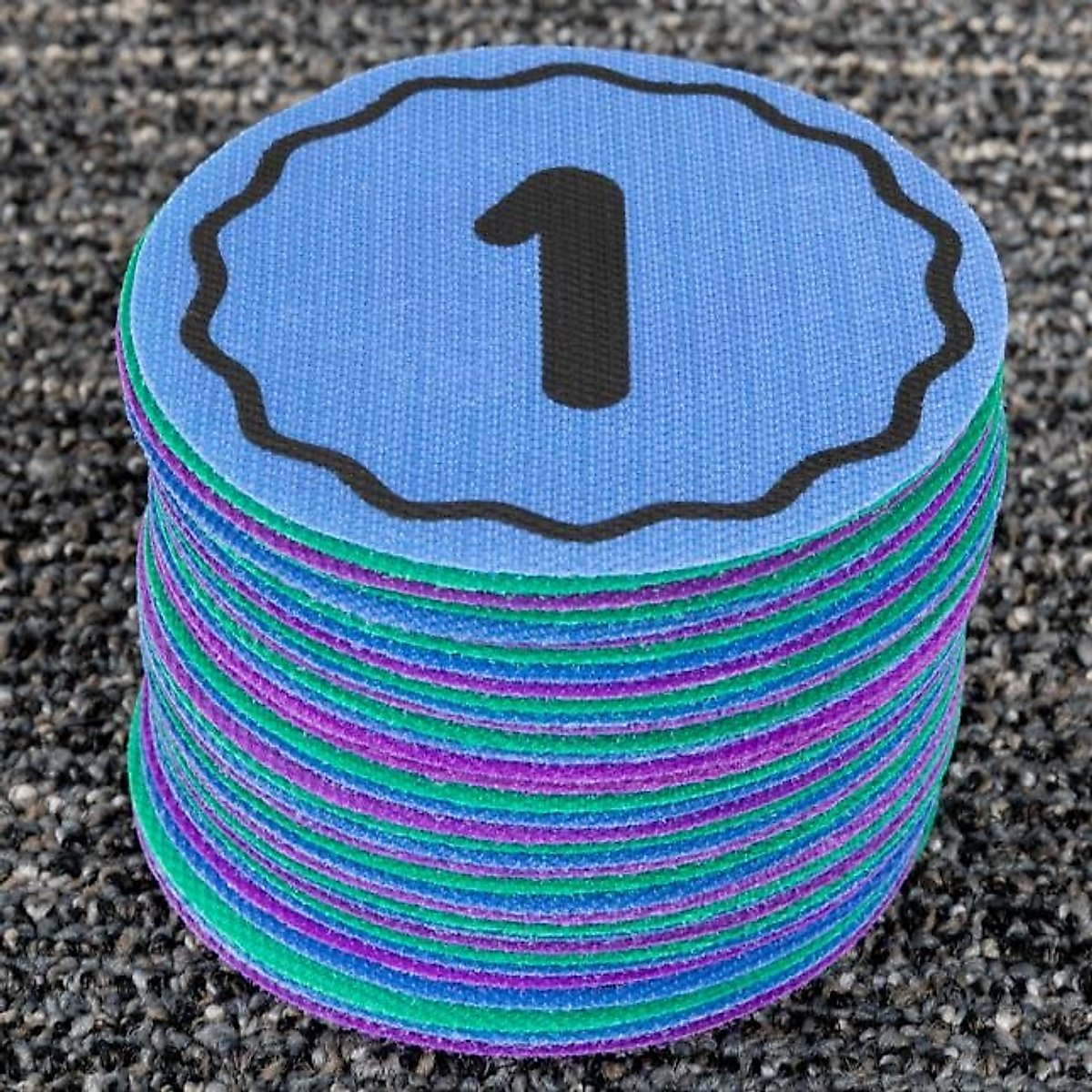 Really Good Stuff Carpet Mark-Its – 36 Pack–Line-Up Helpers – Carpet Markers for the Classroom – Numbered Spot Markers and Labels – 4" Carpet Dots for Teacher Supplies
