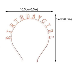 Birthday Girl Tiara Crown Headband for Kids Girls Women Happy Birthday Party Princess Headpiece Hair Accessories, 0.6"*0.3" Letters (Rose Gold Birthday Girl) Summer