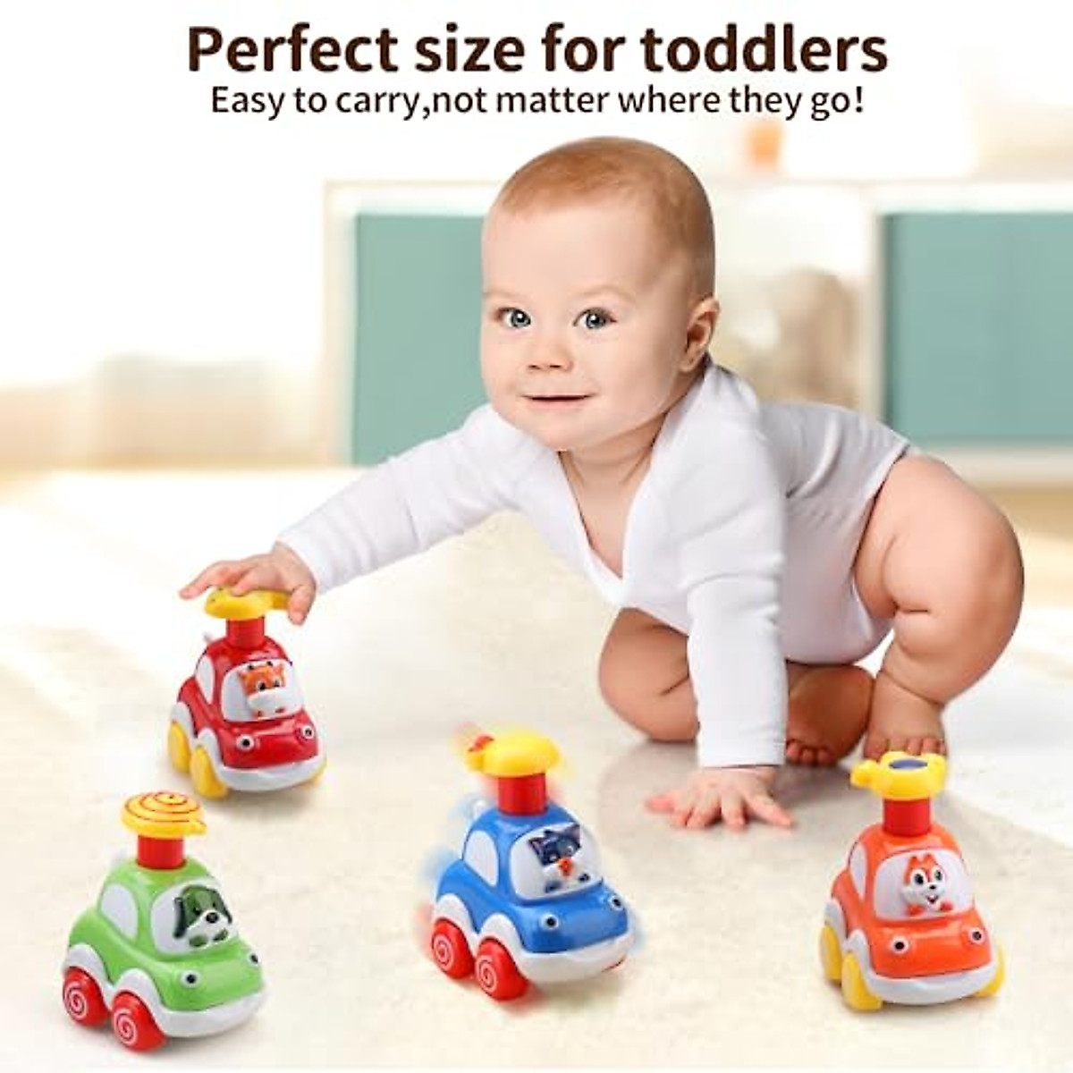 Amy&Benton Baby Toy Cars Toddler Toy Cars for 1 2 Year Old Cartoon Wind up Cars Press and Go Cars Push Go Cars for Toddlers 1-3 1st Birthday Gifts First Birthday Gift Toys Age 1 2 Year Old Baby Boys