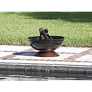 Fire Sense 62242 Fire Pit Degano Round Wood Burning Lightweight Portable Outdoor Firepit Backyard Fireplace Also Included Wood & Cooking Grate - Black Copper - 26"