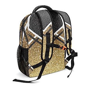 XOZOTY Gold Black Cheer Cheerleader Backpack Personalized Name Bag Bookbags Daypack for Kids Adult