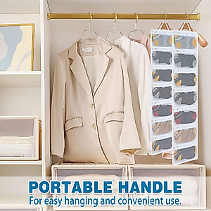 GOCOHHI 4 Pcs Sock Laundry Bag, Socks Organizer Mesh Bags for Washing Machine, Large Wash Bag Hanging for Stocking Underwear Bra Lingerie, Travel Organizer for Adults & Children, 28 Pockets