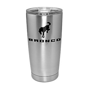 iPick Image for Ford Bronco in Full-Color 20 oz Dual-Wall Insulated Stainless Steel Brush Silver Travel Tumbler