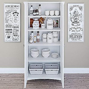 Bush Furniture Salinas Kitchen Pantry Cabinet with Doors, Pure White and Shiplap Gray