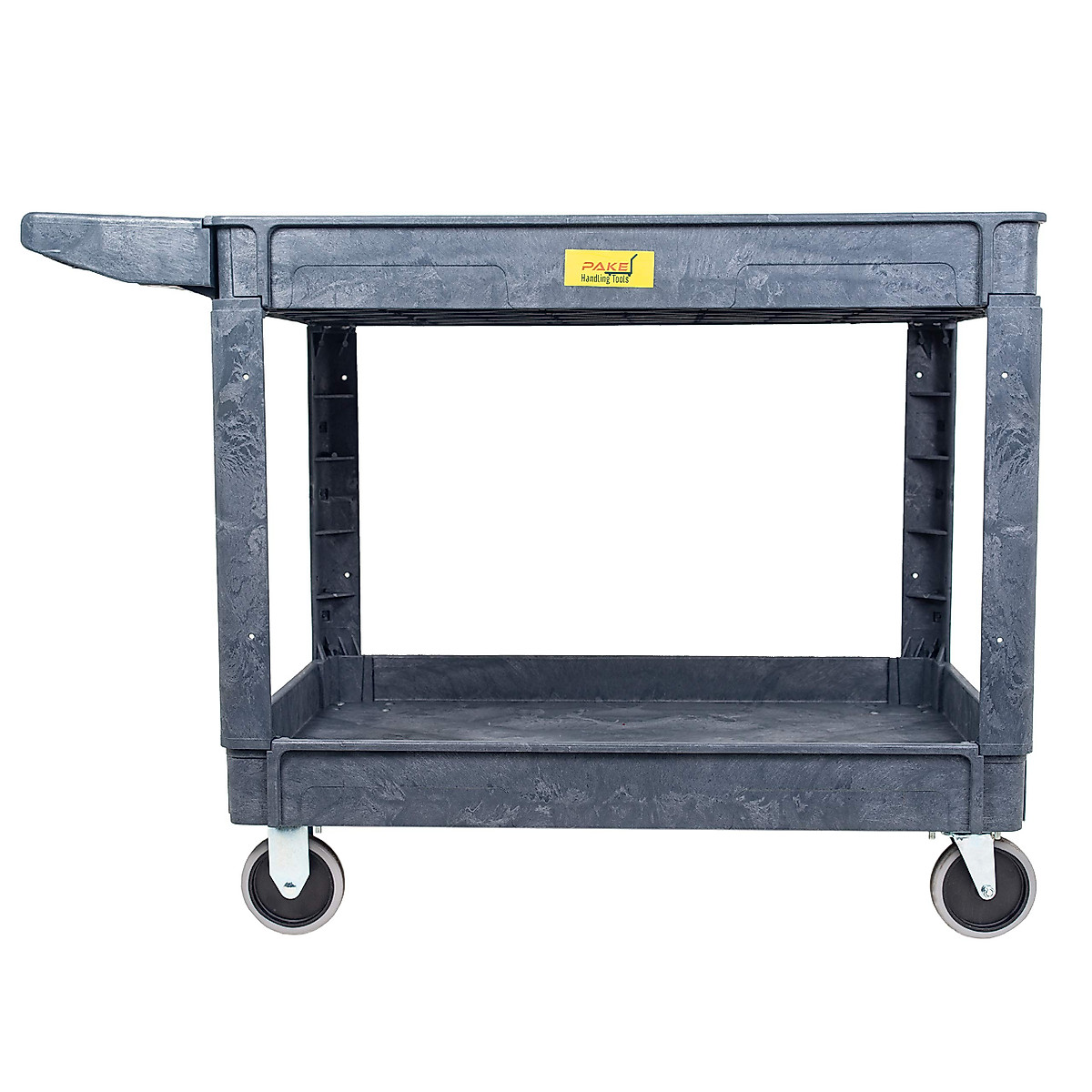 550lb Capacity Heavy Duty Plastic Utility Cart 46" L x 25-5/8" W with Handle 2 Shelves Pake Handling Tools