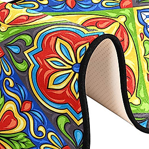 ALAZA Mexican Ethnic Folk Ornament Runner Area Rug Non Slip Floor Mat for Hallway Entryway Living Room Bedroom Dorm Home Decor 72x24 inches