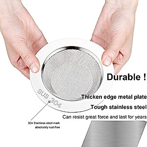 Upgrade 304 Stainless Steel Kitchen Sink Strainer, Kitchen Sink Drain Strainer, Sink Strainers with Large Wide Rim 4.5" Diameter for Kitchen Sinks (Stainless Steel 304) (1 Pack)