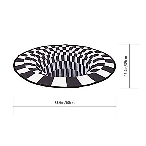 BESPORTBLE Floor Rug Circle Rugs Carpet 2ft Small Oval Floor Mat Sunken Visual Effect Black- White Carpet Pet Lying Mat Porch Insole Home Decor 60x39CM