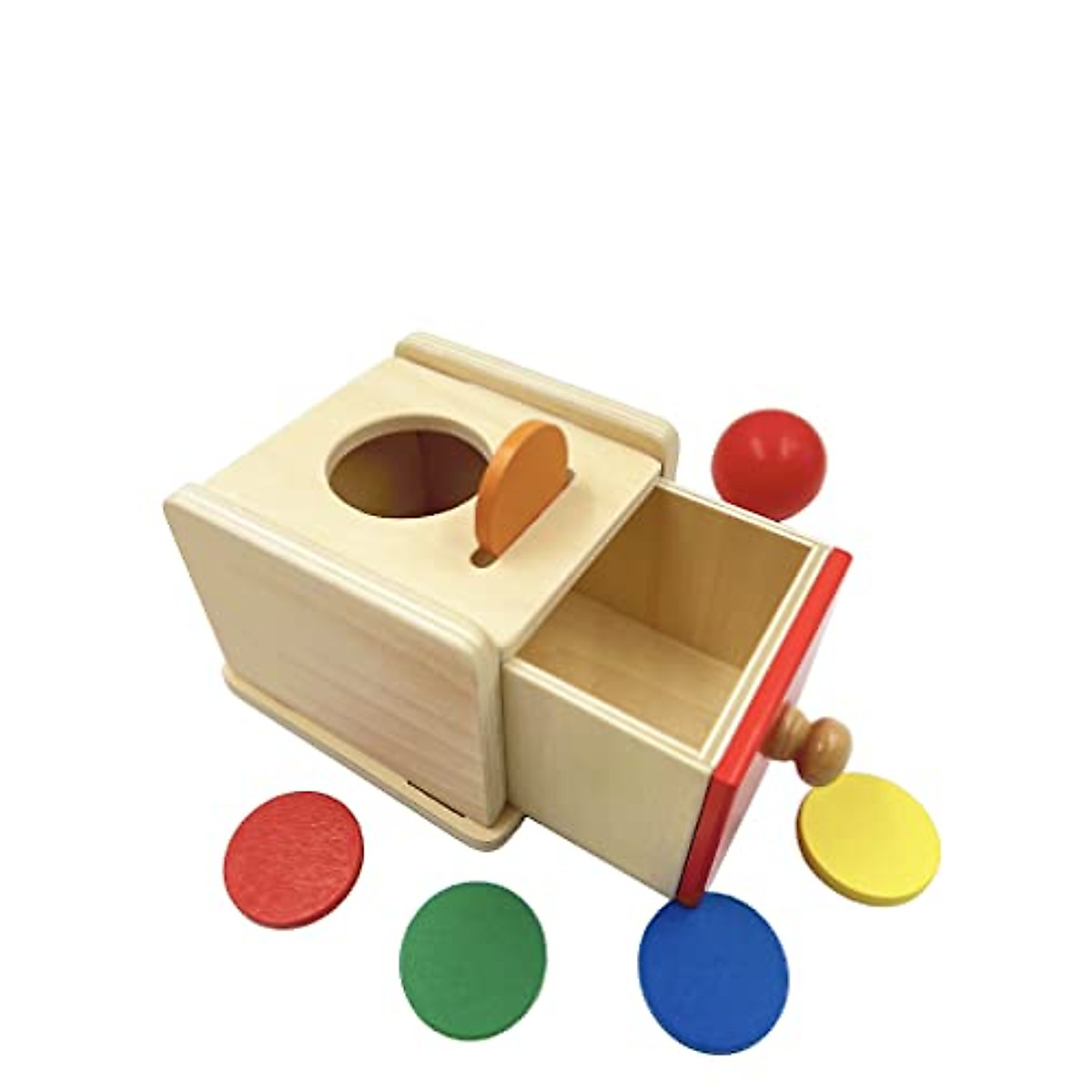 Dailyfunn Montessori Toys Coin&Ball 2-in-1 Drop Box Object Permanence Box for Infant Baby Preschooler 6-24 Months