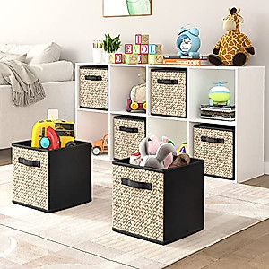 Wisdom Star 6 Pack Fabric Storage Cubes with Handle, Foldable 11 Inch Cube Storage Bins, Storage Baskets for Shelves, Storage Boxes for Organizing Closet Bins,Black