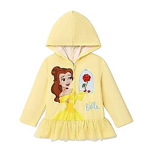 Disney Princess Toddler Girl Zip Up Hoodies Long-sleeve Pullover Sweatshirt Top, Yellow, 3T