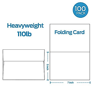 Ohuhu Blank White Cards and Envelopes 100 Pack, 5 x 7 Heavyweight Folded Cardstock and A7 Envelopes for DIY Christmas Greeting Cards, Wedding, Birthday, Invitations, Thank You Cards & All Occasion