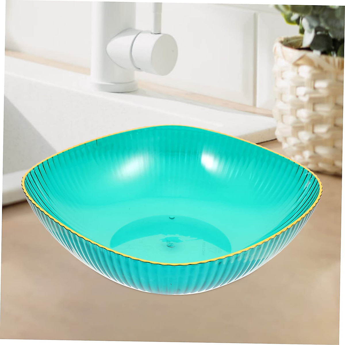 Fish Bowl Home Entertaining Fruit Bowl Plastic Dessert Bowls Large Serving Bowl with Gold Trim Fruit Basket Vegetable Bowl Snack Candy Bowl Dried Fruit Tray for Kitchen Candy Dish