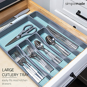 SIMPLEMADE Kitchen Drawer Silverware Organizer Tray - 6-Slot Small Flatware Holder and Utensil Holder - Desk Drawer Organizer - Storage for Kitchen, Office, Bathroom (Mint)