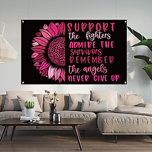 Breast Cancer Awareness Backdrop for Photography Breast Cancer Banner October Pink Ribbon Decor Breast Cancer Decoration for Home Office Party-71×43’’