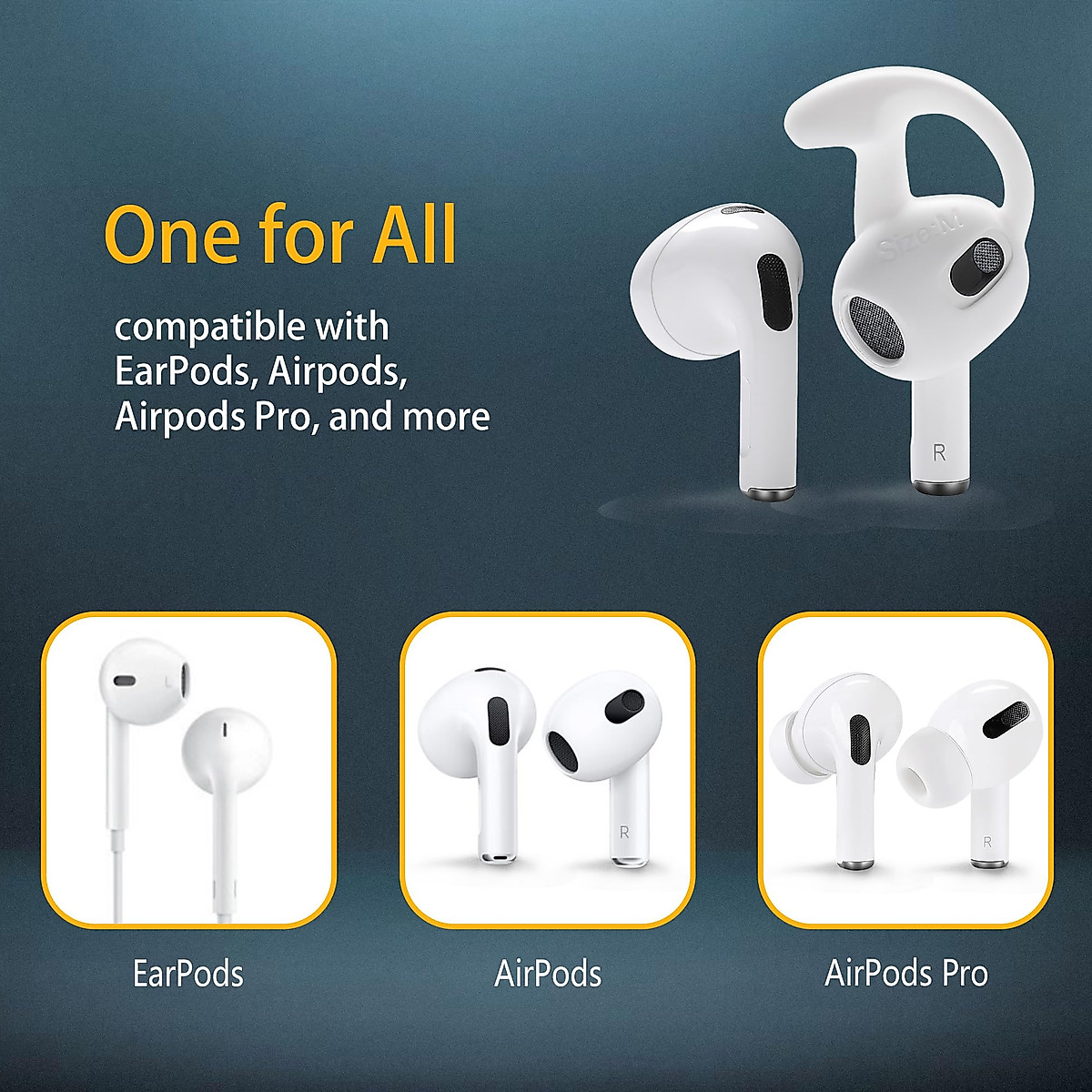 Zeadio 6 Pairs Custom Molded Silicone Ear Tips Cover Skins and Covers, Professional Anti-Drop Silicone Earbuds Covers Tips Ear Hooks, Compatible with Apple AirPods, AirPods Pro and EarPods