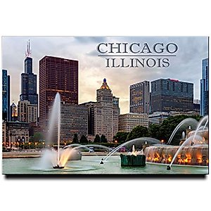 Chicago Fridge Magnet Illinois Travel Souvenir Buckingham Fountain
