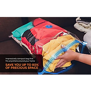 Premium Vacuum Storage Bags 24” x 32” By PackageZoom Space Saving Double-Zip Seal Packing Bags With Hand-Pump For Travel Use Vacuum Sealer Compression Bags For Comforters, Blankets, Clothes, Bedding - 5 Pack