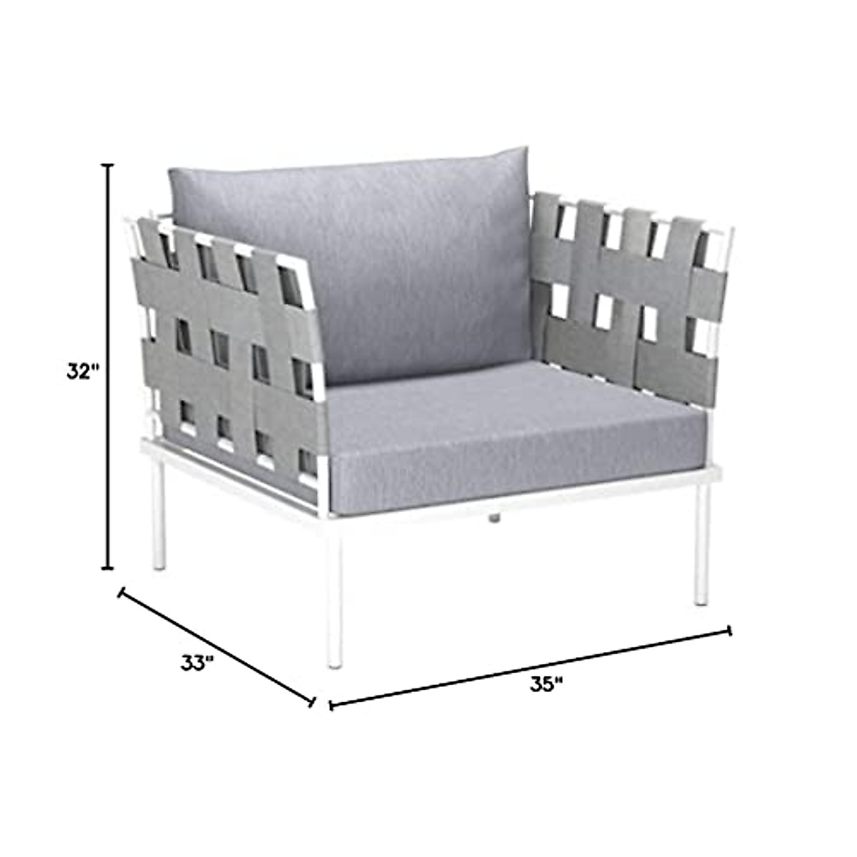 Modway EEI-2602-WHI-GRY MO-EEI-2602-WHI-GRY Harmony Outdoor Patio Aluminum, Armchair, White Gray
