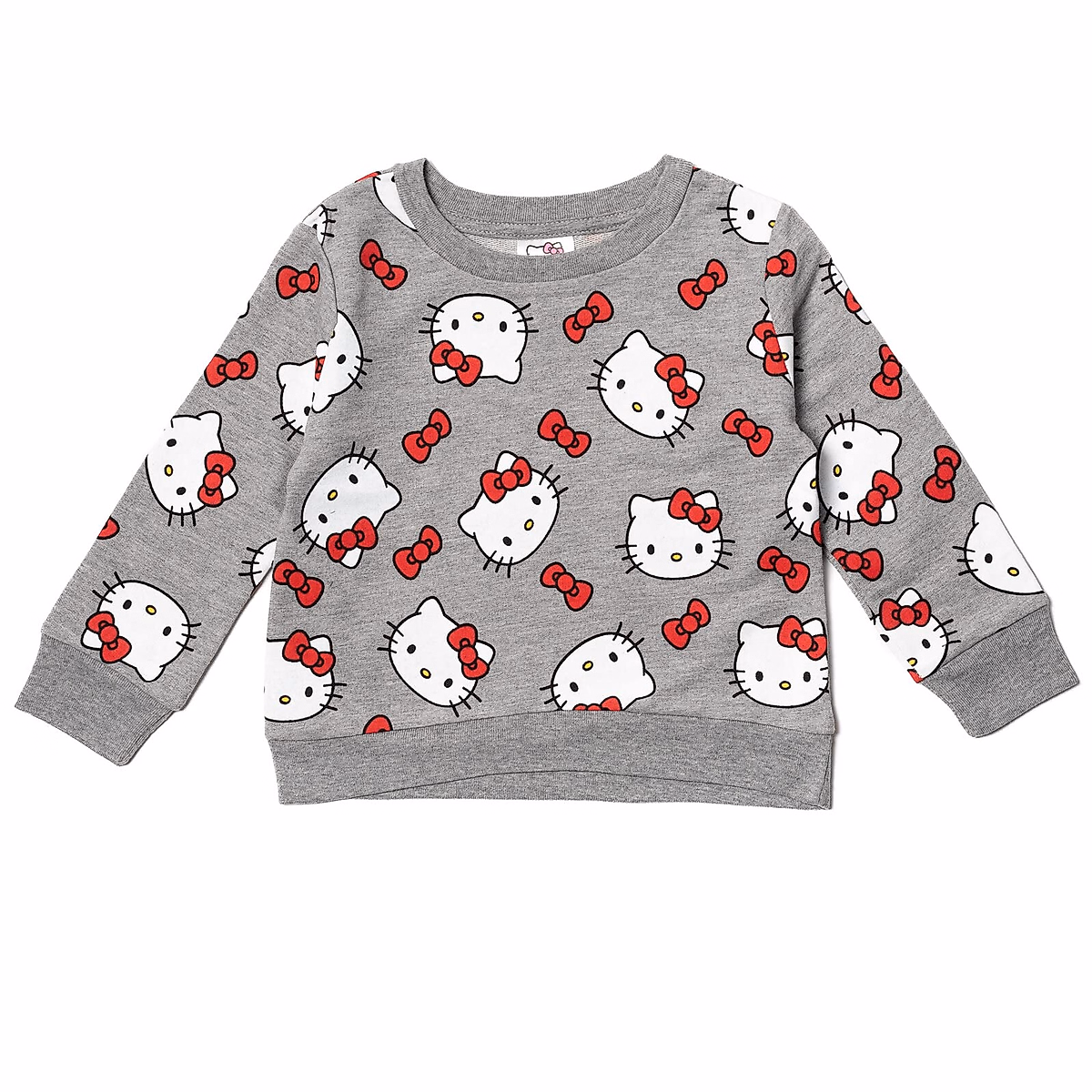 Hello Kitty Little Girls French Terry Pullover Sweatshirt Grey 6-6X