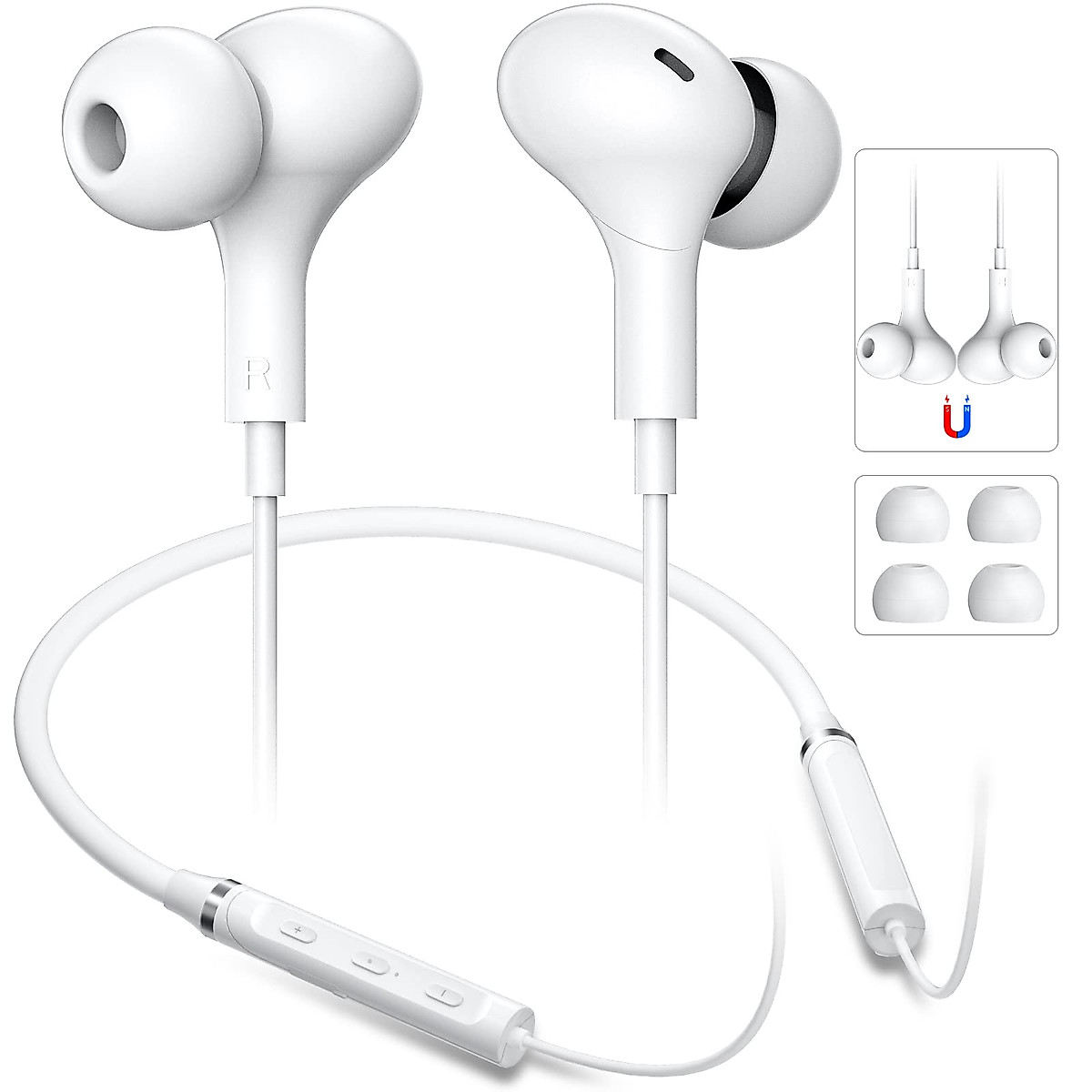 Bluetooth Neckband Headphones for Samsung S24 S23 FE in-Ear Magnetic Earbuds Noise Canceling Bass Stereo Sound Mic Wireless Headset for iPhone 14 15 Pro Max Galaxy Z Fold 5 4 Flip 3 S22 S21 Pixel 8 7