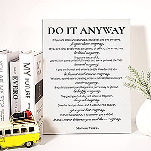Inspirational Canvas Wall Art Motivational Do It Anyway Quote Canvas Print Positive Canvas Painting Office Home Wall Decor Framed Gift 12x15 Inch