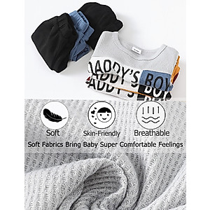 SUNNY PIGGY Baby Boy Clothes 3-6 Months Infant Newborn Romper Daddy Boy Top Spring Baby Pants Infant Cute Hat Grey+Blue