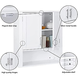 LEMY 2-Door Bathroom Surface Mount Medicine Cabinet, Wood Hanging Cabinet with Adjustable Shelves & Open Storage Over The Toilet for Bathroom Kitchen Bedroom