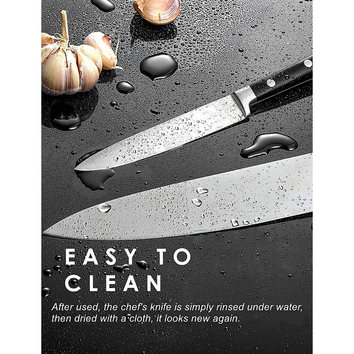 ZZWW Kitchen Knife Set, Professional 6 Piece Knife Set with Wooden Block Germany High Carbon Stainless Brown