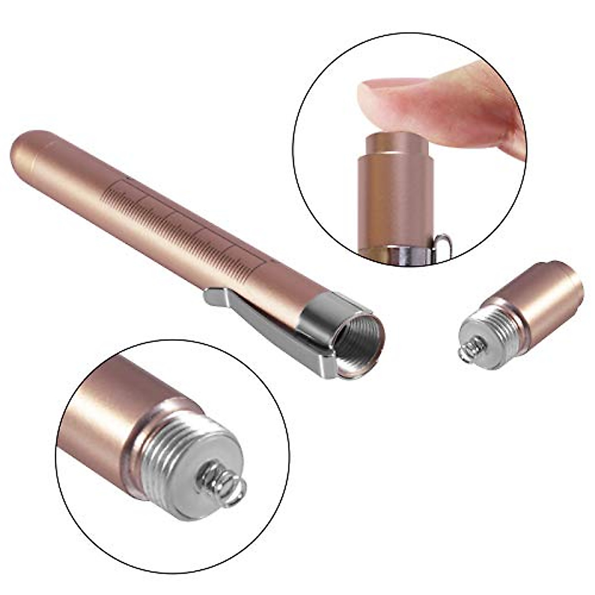 ALMOCN Pen Light,Nurse Medical Reusable LED Penlight White Light with Pupil Gauge and Ruler (Gold)
