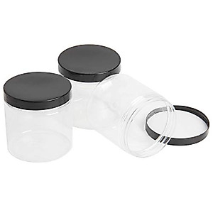SBYURE 6 Pack 15 oz Round Clear Plastic Jars With Black Lids,Round PET Airtight Containers for Kitchen & Household Food Storage,Dry Goods,Honey,Nuts and More