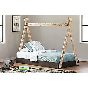 Signature Design by Ashley Piperton Modern Youth Tent Bed Frame, Twin, Natural Wood & Black