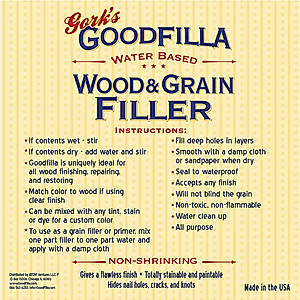 Water-Based Wood & Grain Filler - Walnut - 8 oz by Goodfilla | Replace Every Filler & Putty | Repairs, Finishes & Patches | Paintable, Stainable, Sandable & Quick Drying