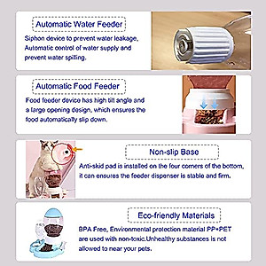 KTWEGOFU Automatic Cat Feeder and Water Dispenser，Auto Gravity Food Feeder & Non Spill Water Dispenser 2 in 1, Durable Plastic Pet Food Bowl for Small Medium Cats and Dogs (Blue)