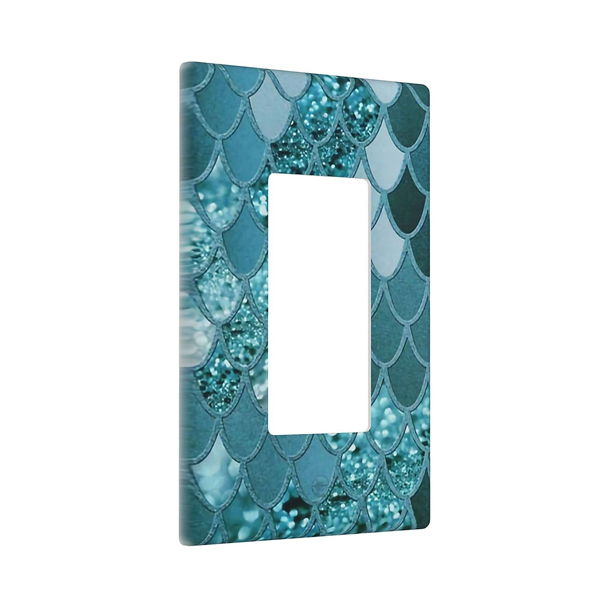 Navy Blue Glitter Mermaid Scales Decorative 1 Rocker Light Switch Cover Electric Decor 1 Gang Wall Plate Faceplate for Girls Kids Women Bedroom Living Room Bathroom